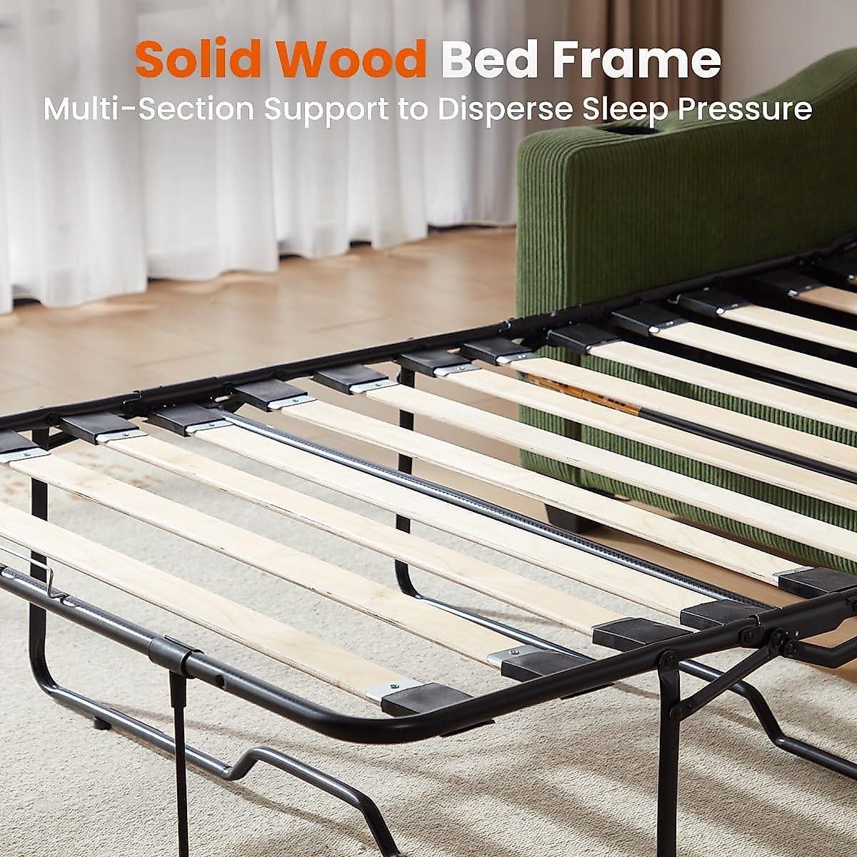 CHIC HOUSE Pull Out Sofa Bed, Full Size Sleeper Sofa, 2-in-1 Convertible Corduroy Couch with USB Charging, Memory Form Couch for Living Room, Apartment and Small Space