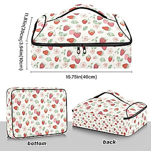 Kcldeci Insulated Thermal Food Carrier Insulated Casserole Carrier for Hot or Cold Food,Strawberry Leaves Flowers Insulated Tote Bag for Potluck Cookouts Parties Picnic,Lasagna Lugger