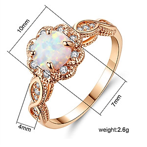 XINQI Rose Gold Silver Round Halo Cubic Zirconia Promise Ring (7)