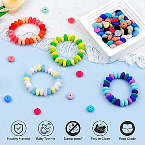 180PCS FIVEIZERO Silicone Lentil Beads,12mm 30 Colos Silicone Abacus Beads Silicone Beads Bulk Loose Spacer Jewelry Beads Colorful DIY Lanyard Beads for Making Necklace Keychain Accessories