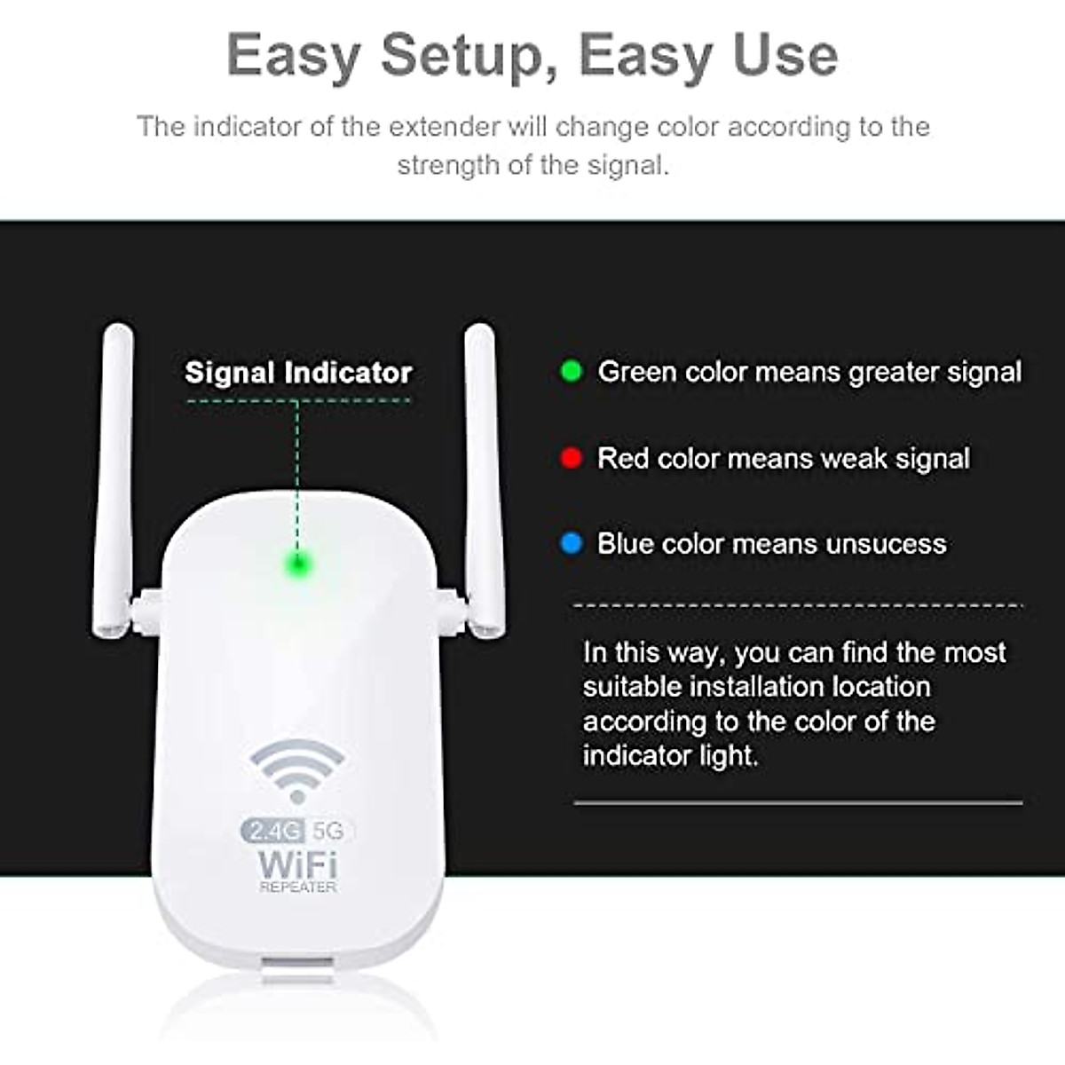 WiFi Extender, WiFi Extenders Signal Booster for Home WiFi Booster WiFi Repeater WiFi Range Extender Signal Booster up to 8000sq.ft, Wireless Internet Repeater 1200Mbps, Dual Band 2.4GHz/5GHz (1)