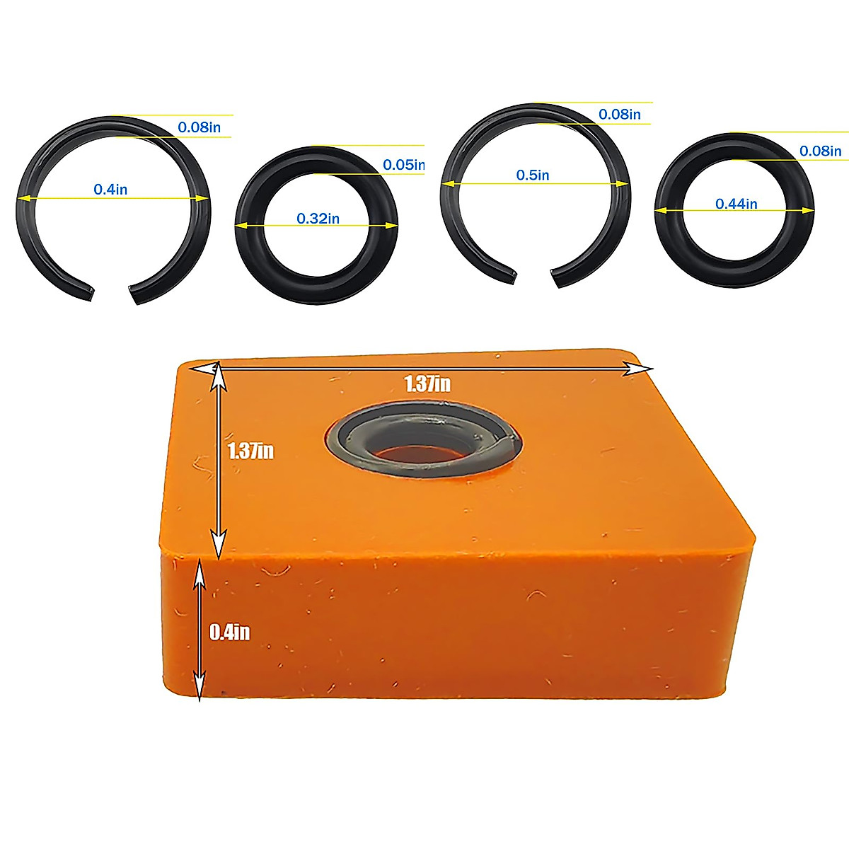 (10+10Sets) 1/2" and 3/8" Impact Wrench Retainer Rings Clip with O-ring, Compatible With Milwaukee Electric/Pneumatic Type Impact Wrench, Including Anvil Retaining Ring Install Tool