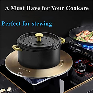 Heat Conduction Plate for Gas Stove, Beswarmy Heat Diffuser Cooking Induction Adapter Plate with Removable Handle, Coffee Milk Cookware Simmer Ring Plate Induction Hob Heat Cooking 6.3inch