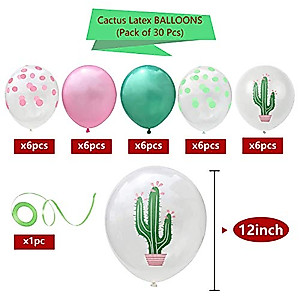 30PCS Cactus Party Balloons for Hawaiian Luau Tropical Party/Birthday Decorations/Summer Theme Carnival Party/Baby Shower