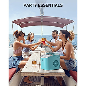 EASYERA Ice Maker Countertop, Portable Ice Machine 9 Cubes in 6 Mins, 26lbs in 24Hrs, 2 Sizes of Bullet Ice Self-Cleaning with Ice Scoop, Bag, and Basket, for Kitchen, Party, RV, Bar-Green
