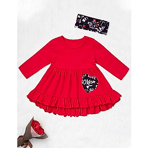 DONWEN Valentine Baby Girl Outfit 12-18 Months Baby Valentine Outfits Clothes Long Sleeve Shirt Tops Valentine Outfit Baby Girl