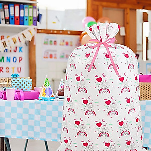 Shintop Large Baby Girl Gift Bag, 36x56inch Pink Big Baby Gift Bag Jumbo Plastic Gift Sack Extra Large Gift Wrap for Baby Shower Giant Gifts Odd Shaped Presents (1pack)