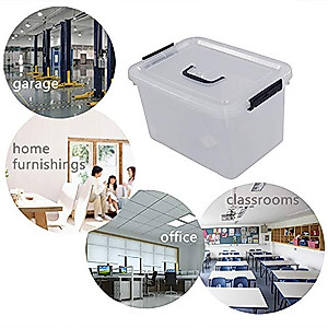 AnnkkyUS 4-pack Clear Boxes, Plastic Storage Bin with Lid, 10.5 Quarts