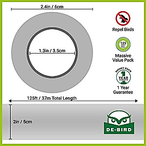 De-Bird Bundle Includes: Defender Spikes 12 pk & Reflective Scare Tape 125ft roll - Keep Away Pigeon & Woodpeckers from Your Garden