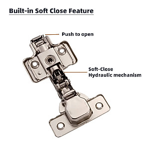 DecoBasics Full Overlay European Soft Close Cabinet Hinges for Kitchen Cabinets (10 Pcs) -105° Frameless Concealed Cabinet Door Hinge -3 Way Adjustability & Clip on Plate for Easy Installation