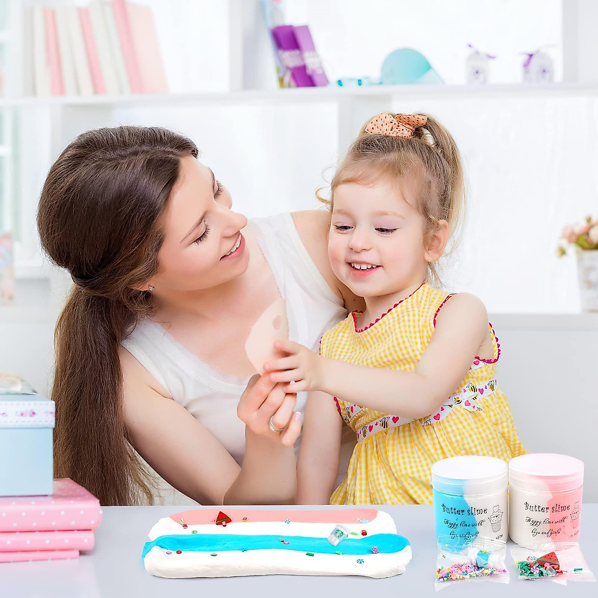 2 Pack Christmas Butter Slime Kit for Kids Party Favors, Scents Dual Colors Slime Putty for Boys Girls, Soft & Non-Sticky, School Supplies, Carnival Prizes, Ages 4 and Up (4-Ounce*2)