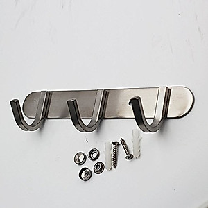 Coat Hook Rack with 3 Square Hooks - Premium Modern Wall Mounted - Ultra durable with solid steel construction, Brushed stainless steel finish, Super easy installation, Rust and water proof