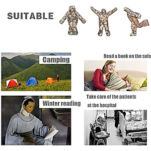 72" Large Wearable Human Sleeping Bag Zipped Foot Opening Design Free Size Ultralight Hoodie Quilted Warm Thermal Coat for Adults Winter or Outdoor 4 Season Camping