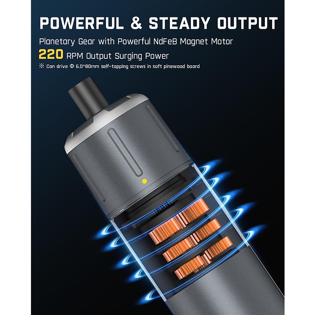 Fanttik S1 Pro 3.7V Electric Screwdriver, Power Screwdriver, 14 S2 Steel Bits, 3 Torque Settings, Max 6 N.m, 2000mAh Battery, LED Light, 1/4''Hex, Cordless Screwdriver for Furniture/Desktop Computer