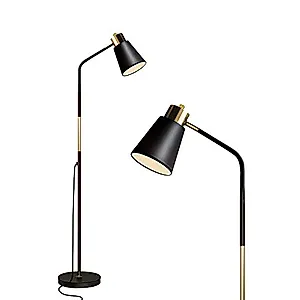 Floor Lamp, Industrial Floor Lamps for Living Rooms & Bedrooms - Rustic Farmhouse Reading Lamp - Standing, Adjustable Metal Heads Indoor Task Lighting for Living Room Bedroom Office Home Décor (Black)