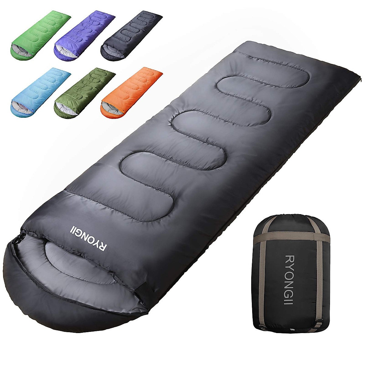 RYONGII Sleeping Bags 32℉ for Adults Teens - 4 Seasons Warm Cold Weather Portable Waterproof Kids Youth for Indoor & Outdoor, Camping, Backpacking and Outdoors Hiking(Dark Grey)