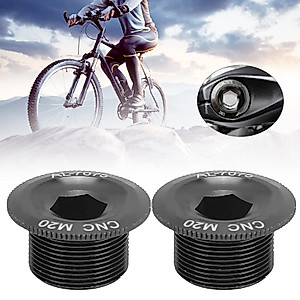 Chiwe Bike Crank Arm Bolts, 2pcs Bike Crankset Screw Cap 20mm Aluminum Alloy High Hardness Professional for Road Bike for Mountain Bike(M20 Black)