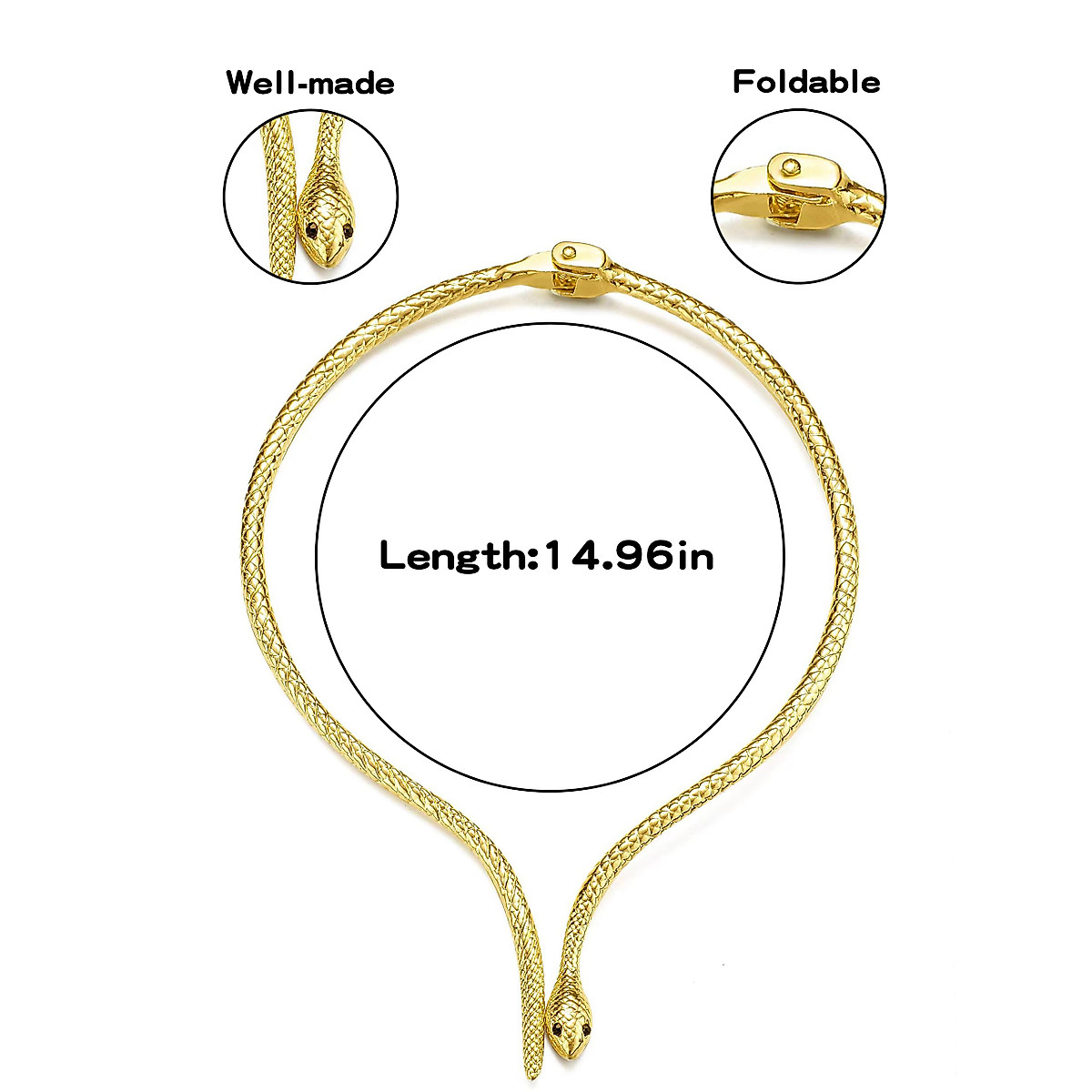 Gold Snake Jewelry for Women Punk Gothic Halloween Jewelry Snake Necklace Earrings Bracelets Halloween Costume Women 2024