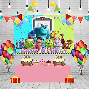 Cartoon Monster Inc Backdrop for Birthday Party Supplies 5x3ft Monster Inc and Boo Theme Baby Shower Banner for Birthday Party Cake Table Decoration