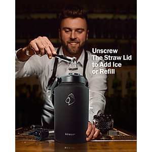 BUZIO Straw Lid 128oz/84oz Insulated Water Bottle Stainless Steel Gallon Jug Only, Replacement Straw Lid of 4.33” Diameter Insulated Gallon Jug with Big Wide Handle, Easy to Carry, Leak-Proof BPA-Free