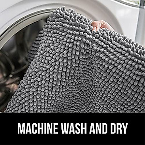 Gorilla Grip Bath Rug 36x24, Thick Soft Absorbent Chenille, Rubber Backing Quick Dry Microfiber Mats, Machine Washable Rugs for Shower Floor, Bathroom Runner Bathmat Accessories Décor, Grey