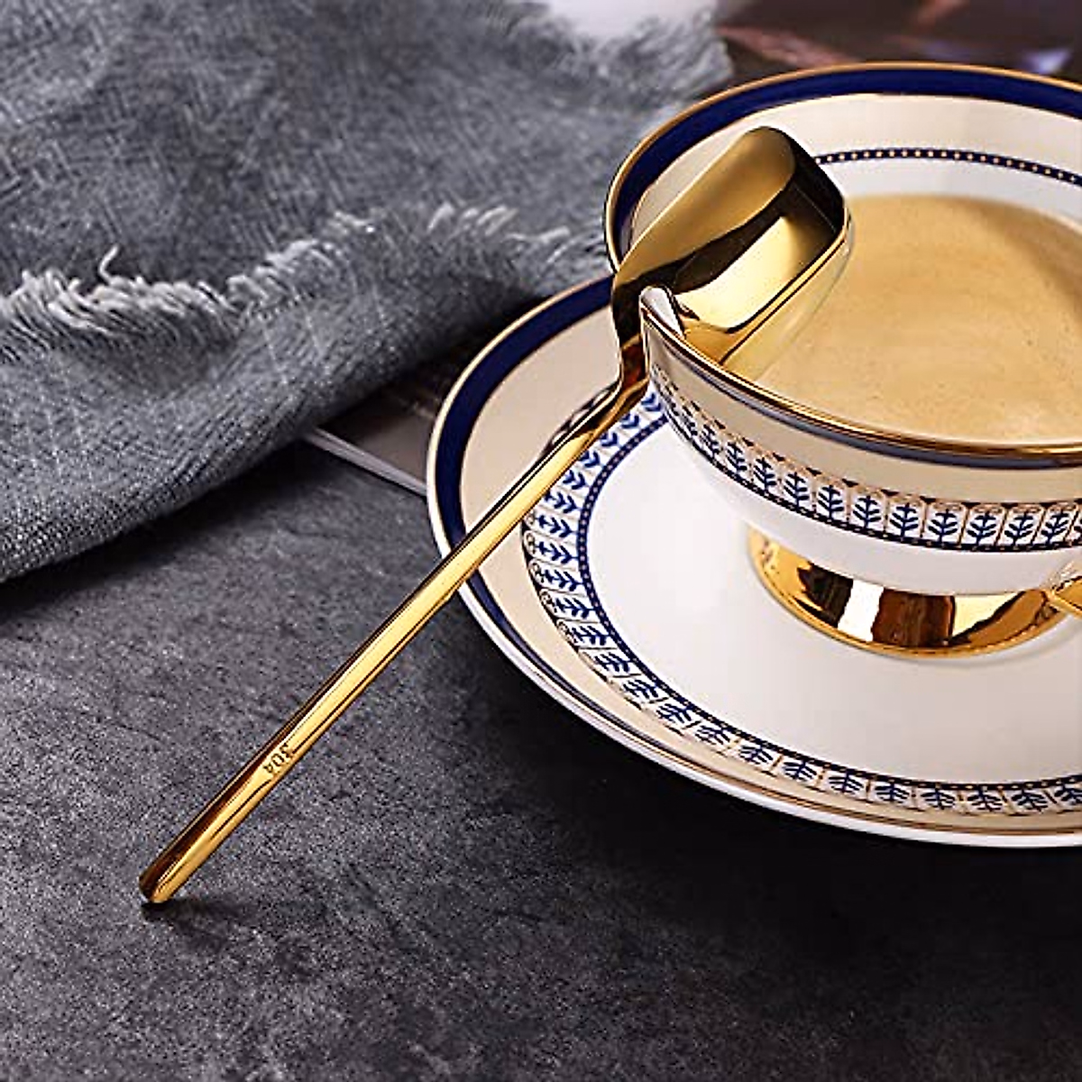 Coffee Spoons, 5.6 Inches Espresso Spoons, 18/10 Stainless Steel Demitasse Spoons Tiny Spoon Small Spoons Gold Teaspoons Espresso Spoons Mini Spoons for Tasting, Sugar, Tea, Ice Cream, Set of 6