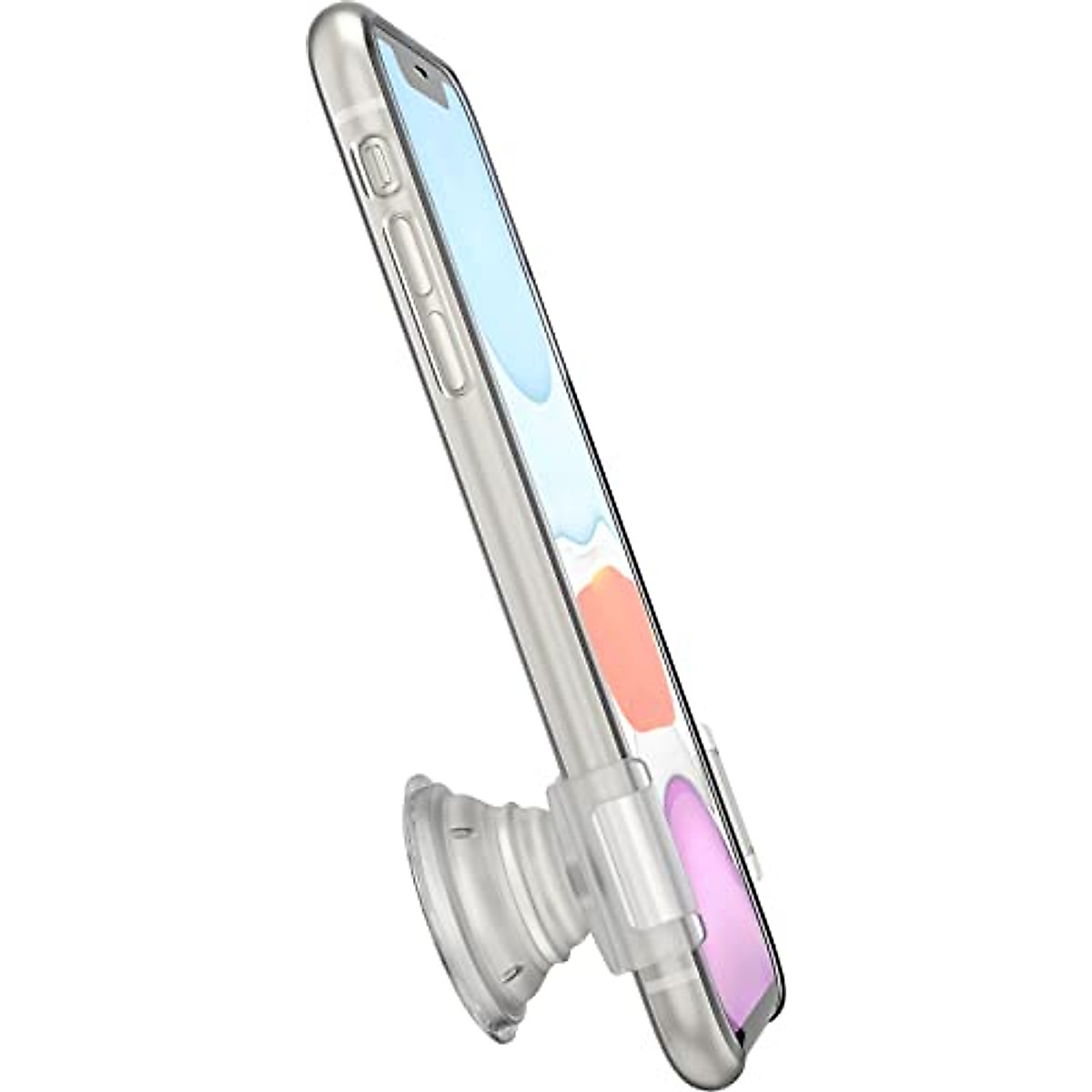 PopSockets: Phone Grip Slide for Phones and Cases, Sliding Phone Grip with Expanding Kickstand, Square Edges - White and Clear