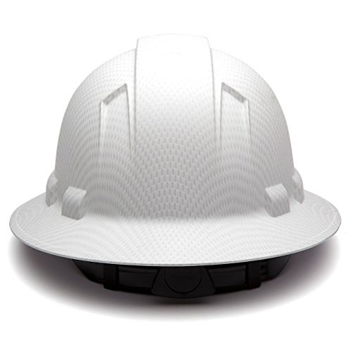 Pyramex Ridgeline Full Brim Hard Hat, 4-Point Ratchet Suspension, Matte White Graphite Pattern
