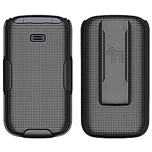 Case with Clip for Go Flip 4 / TCL FLIP Pro Phone, Nakedcellphone Slim Hard Shell Cover and [Rotating/Ratchet] Belt Hip Holster Holder Combo for Alcatel 4056W, 4056L, 4056Z, 4056V - Black