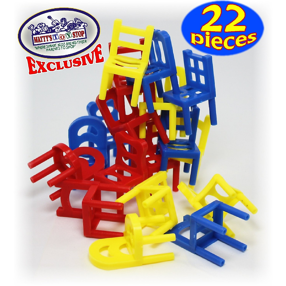 Matty's Toy Stop Drunken Chairs Deluxe Chairs Stack & Balance Drinking Game with Exclusive Storage Bag