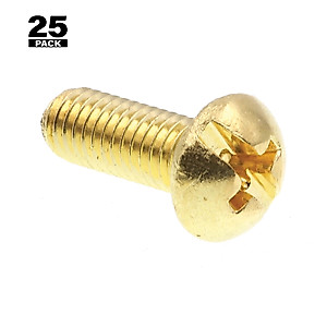 Prime-Line 9004082 Machine Screw, Round Head, Slotted/Phillips Combo, #10-32 X 1/2 in, Solid Brass, Pack of 25
