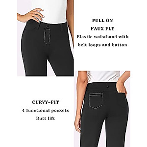 Tapata Women's 28''/30''/32''/34'' Stretchy Bootcut Dress Pants with Pockets Tall, Petite, Regular for Office Work Business 32", Black, M