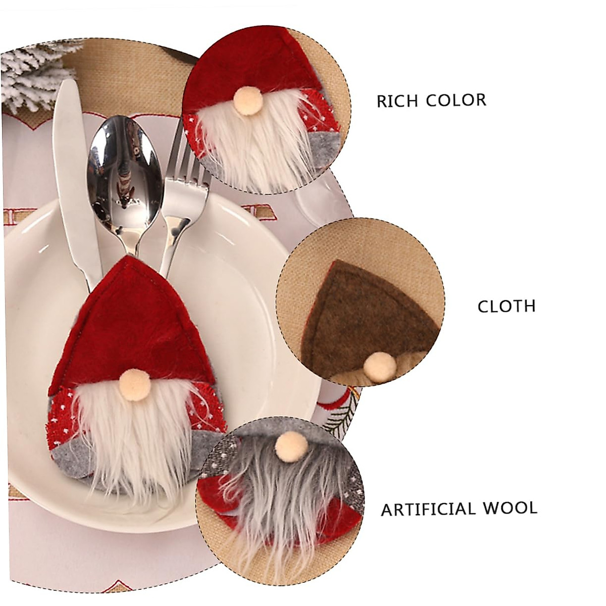 BESTOYARD 12 Pcs Cutlery Set Norse Decor Nativity Ornaments for Kids Xmas Kids Cutlery Wine Bottle Decor Forks Bag Mini Bottles Tableware Holder Elder Sweden Christmas Artificial Fur