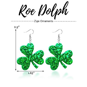 St Patricks Day Earrings for Women Sparkling Shamrock Dangle Earrings Trendy Green Shamrock Drop Earrings for Teen Girls Lightweight Irish Festival Earrings Jewelry Gifts(Leather)