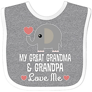 inktastic My Great Grandma and Great Grandpa Love Me Baby Bib Heather and White 3ede8