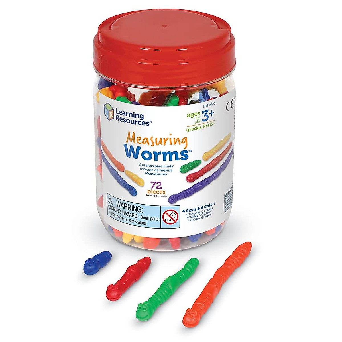 Learning Resources Measuring Worms - 72 Pieces, Ages 3+ Toddler Learning Toys, Counters for Kids