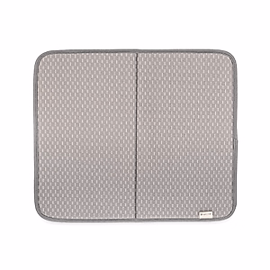 Full Circle Supermatural Dish Kitchen Sink Accessories, Recycled Microfiber Dish Mat, Gray