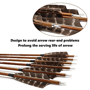 Archery Hunting Carbon Fiber Arrows, MS Carbon Fiber Arrow Spine 400 with Replacement Screw-in 100 Grain Points and 4 Inch Real Feather for Compound Bow Recurve and Long Bow 6 Pack (31inch)