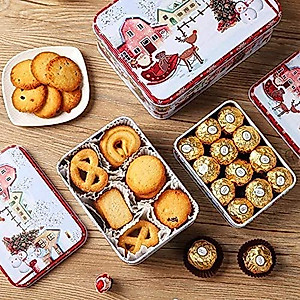 YWKXM Christmas Cookie Tins Cookie Jars Food Storage - Decorative Cookie Gift Tins, Extra Thick Metal (2)