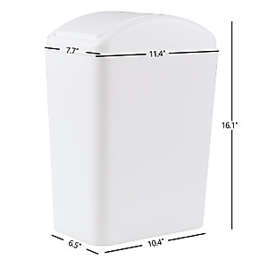 DynkoNA 16 Liter Plastic Trash Can, Swing Top Garbage Bin Wastebasket (White)