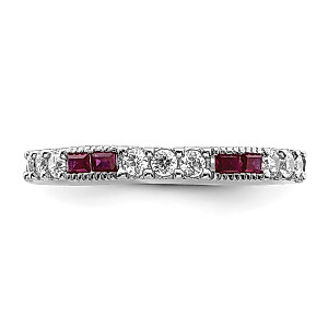 IceCarats 925 Sterling Silver Created Red Ruby Round Cubic Zirconia CZ Ring July Birthstone Jewelry Size 8