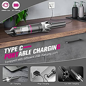 BSRCO Handheld Vacuum Cordless, 8K Pa Powerful Portable Vacuum for Car, Rechargeable 3-in-1 Mini Cleaner with 2-Speed for Home, Office and Pet Hair, Purple