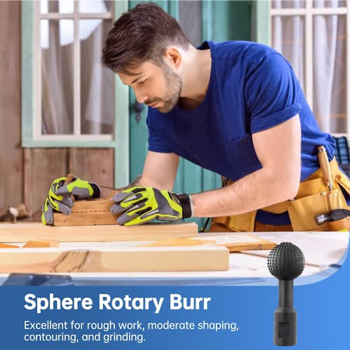 Varku Sphere Rotary Burr, Carbon Steel Ball Grinding Head Power Carving Tools, Wood Polishing Carving Engraving Drilling Bits. 5/8-11 Threads for 4 1/2 and 5 Inch Angle Grinder