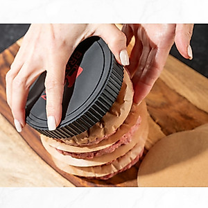 BRAVADIN Hamburger Press Patty Maker 1/3 lb with 100 Papers for 4.5-6" Patties, Non Stick Silicone Burger Mold, Versatile Grill Burger Shaper