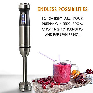 Megachef MC-158C 4 in 1 Multipurpose Immersion Hand Blender with Speed Control and Accessories, 4in1, Silver