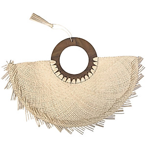 BOHOPHY Toquilla Straw Hand Fan Natural Raffia Hand Fan Handmade Palm Leaf Hand Fan Wedding Favor Fans, abanico para boda, Handicraft Wall Art HandMade wall Decor, Handheld Woven Fan Summer UPF50+ 1pc