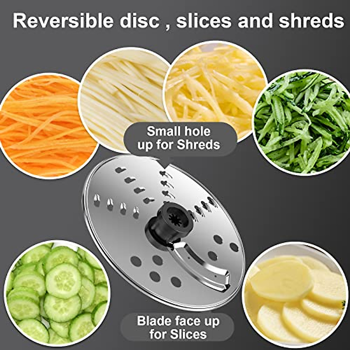 Food Processor, Anthter 600W Professional Food Processors & Vegetable Chopper, with 7 Processor Cups, Reversible Disc, Chopping Blade & Dough Blade for Chopping, Slicing, Purees & Dough