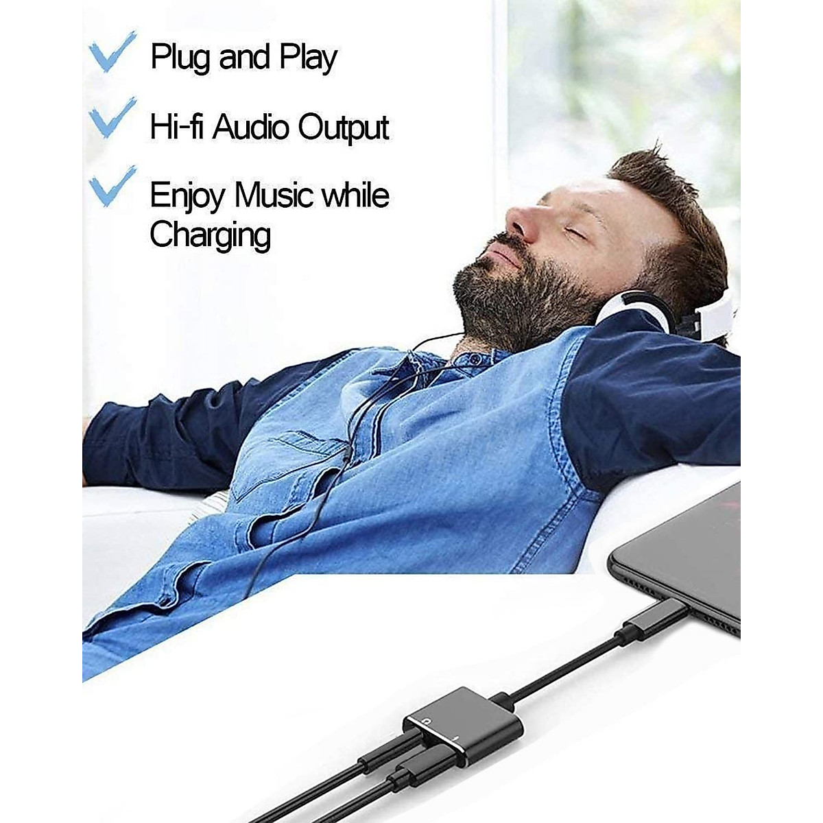 [Apple MFi Certified] iPhone Headphone Adapter, 2 in 1 Lightning to 3.5mm Aux Audio and Charge Jack Adapter Splitter Dongle for iPhone 14 13 12 11 Pro Max XS XR X 8 7 6 iPad, Support iOS 16