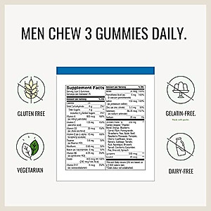 Nature’s Way Alive! Premium Men’s Gummy Multivitamins, Vitamins & Minerals, Supports Whole Body Wellness*, Vegetarian, Orange, Grape, and Cherry Flavored, 75 Gummies