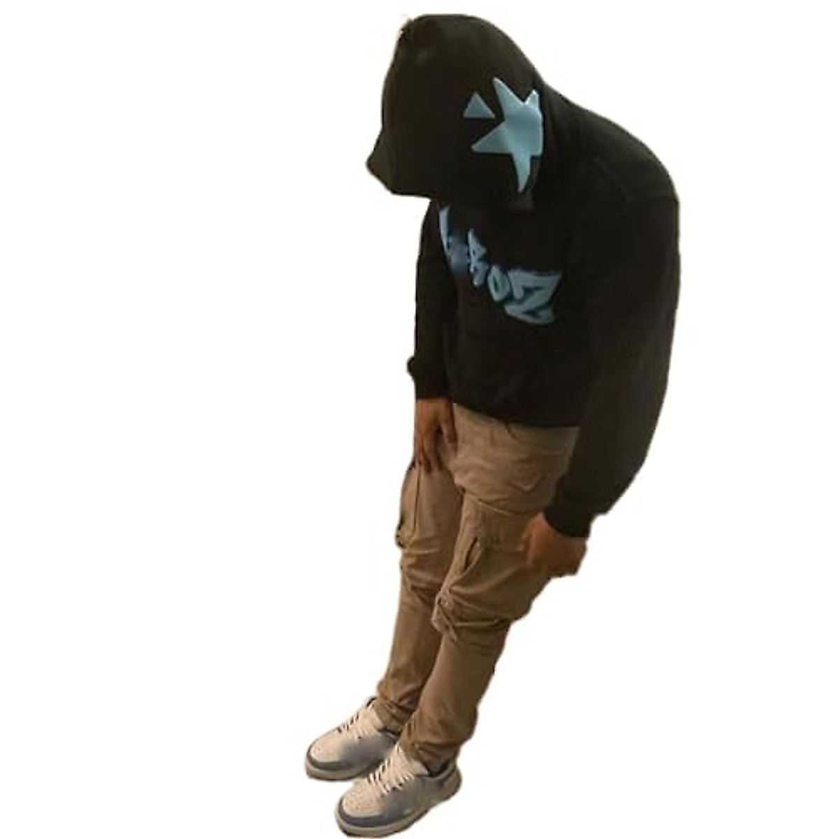 Sunwittafy Y2k Hoodie Men Women Star Zip Up Hoodie Letter Print Harajuku Oversized Sweatshirt Grunge Jacket Streetwear D-blue